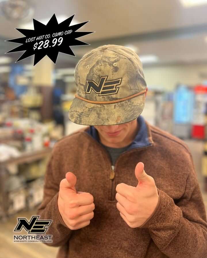 Student Noah models Lost Hat Co. cap at Northeast Bookstore | Alcorn ...