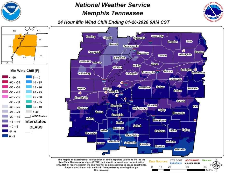 Cold Snap Brings Record Low Wind Chills Across Region | Alcorn County News