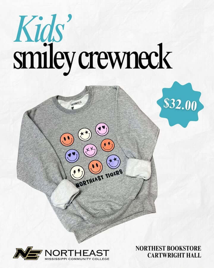 Kids Smiley Face Crewneck Now Available at Northeast Bookstore | Alcorn ...
