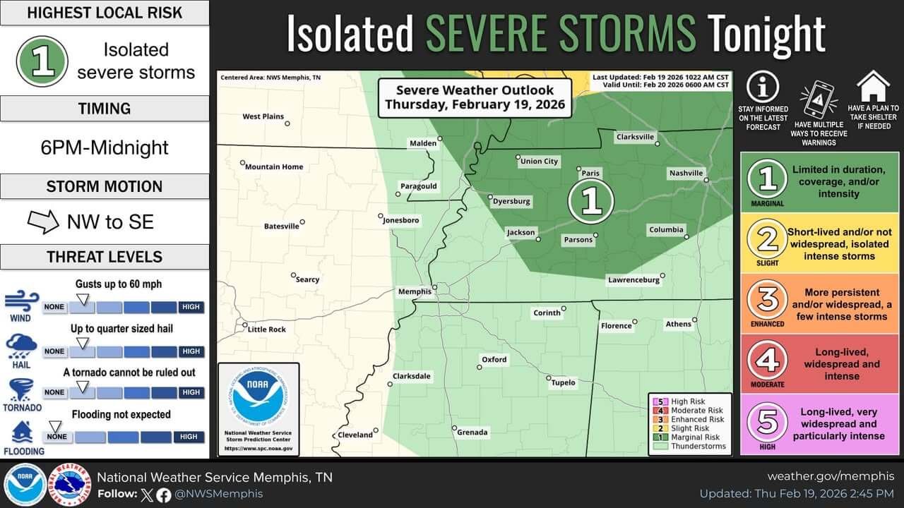 Severe weather threat reissued for tonight in Tennessee | Alcorn County ...